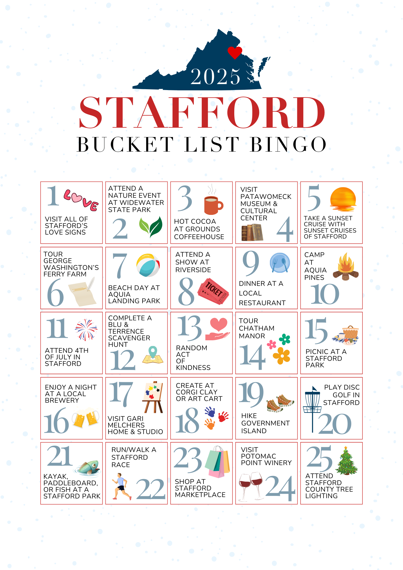 25 Bucket List Items for 2025 - Tour Stafford Virginia